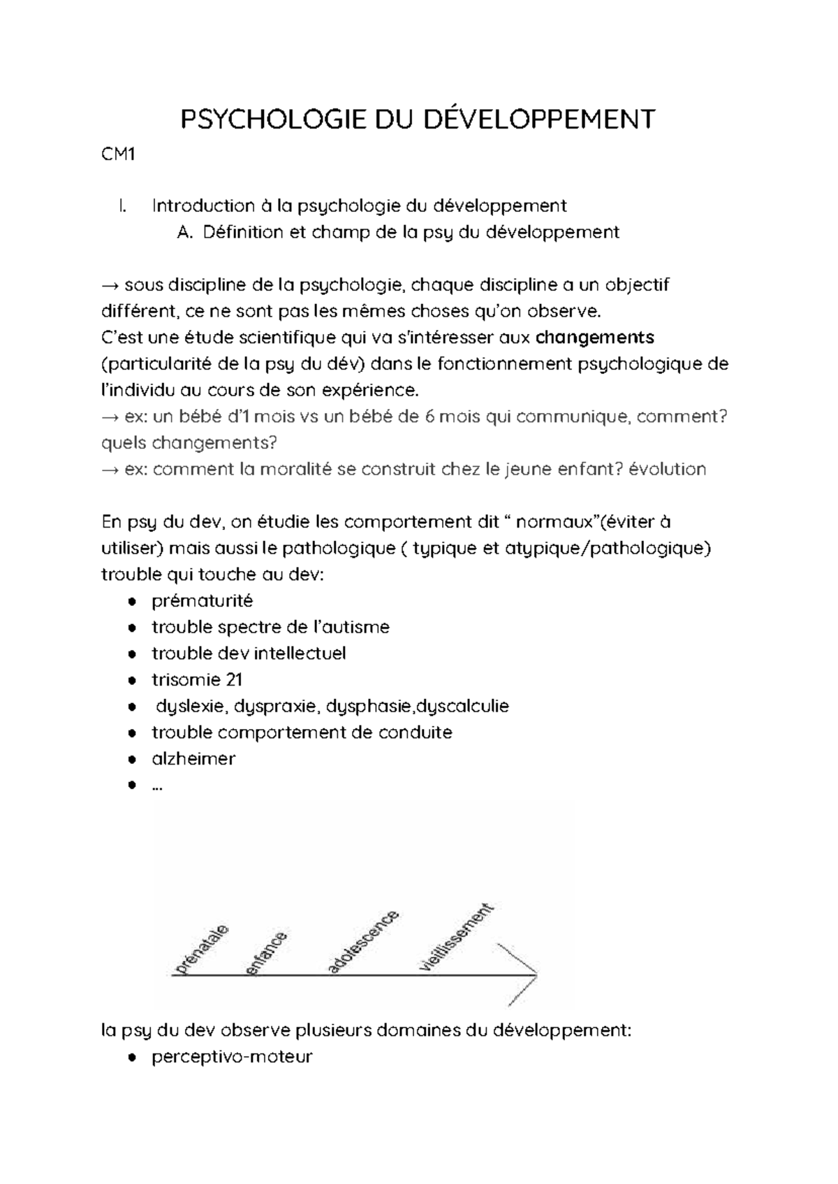 PSYCHOLOGIE DU DÉVELOPPEMENT CM1 - Notes de Cours et Méthodologie - Studocu