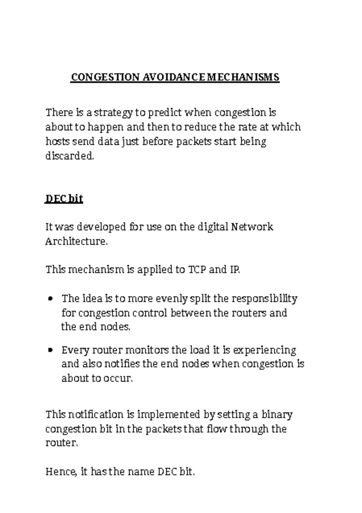 Congestion Avoidance Mechanisms in Networking: Strategies Explained - Studocu