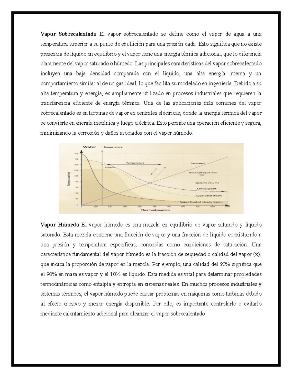 Tarea de Investigación: Vapor Sobrecalentado y Húmedo - Studocu