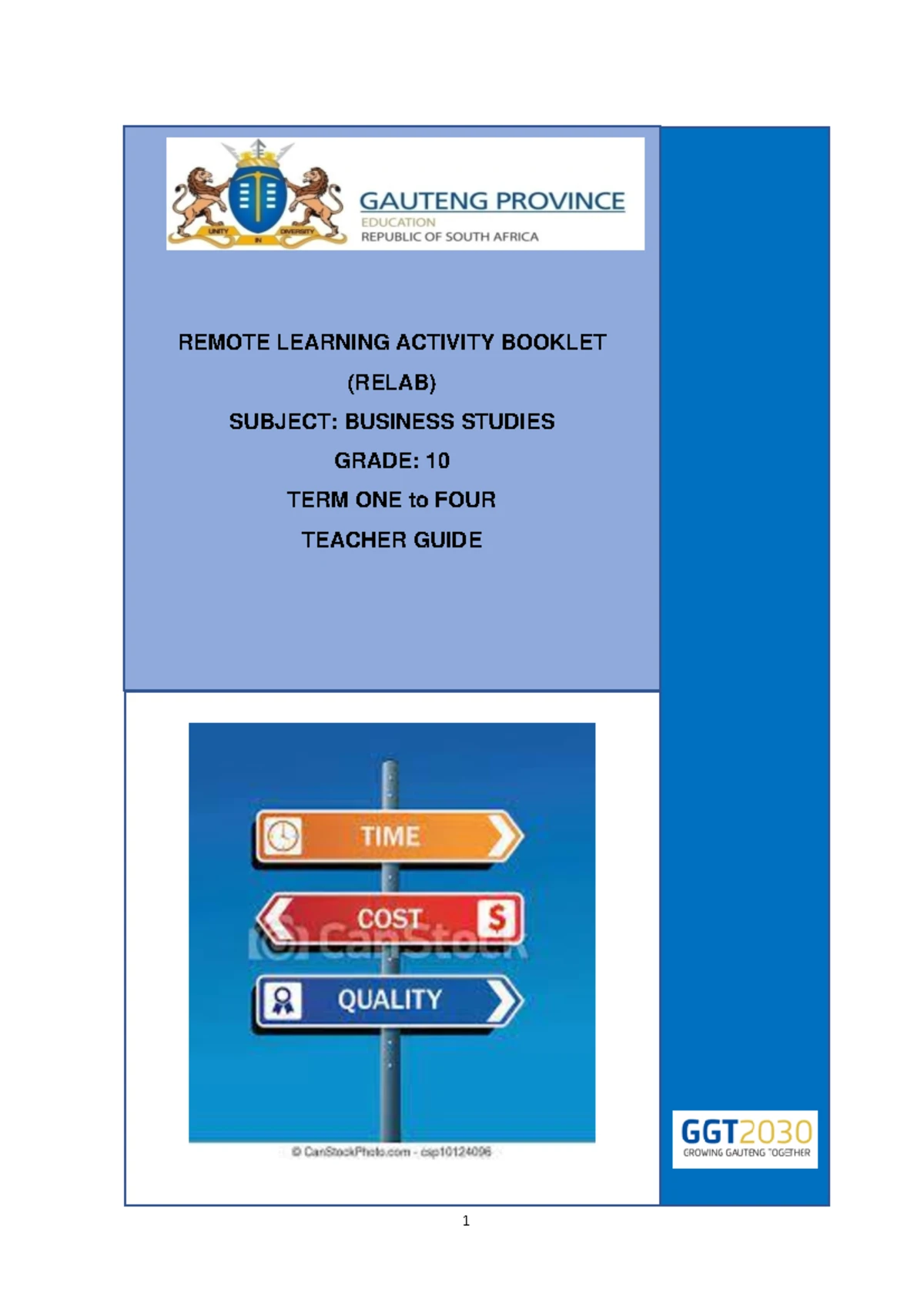 Business Studies Grade 10 TERM 1-4 Teacher Guide & Activity Booklet - Studocu