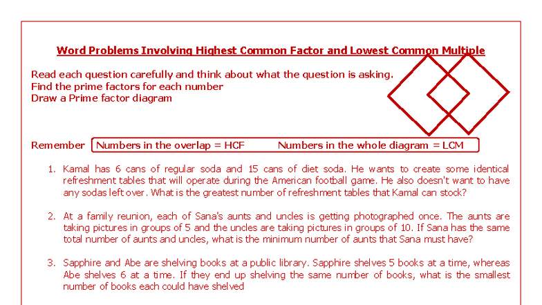 HCF and LCM Word Problems: Practice Questions and Solutions - Studocu