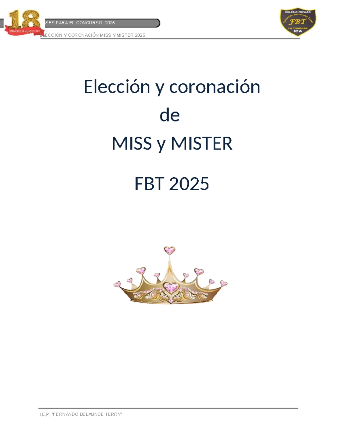 Bases del Concurso 2025: Elección y Coronación Miss y Míster FBT - Studocu