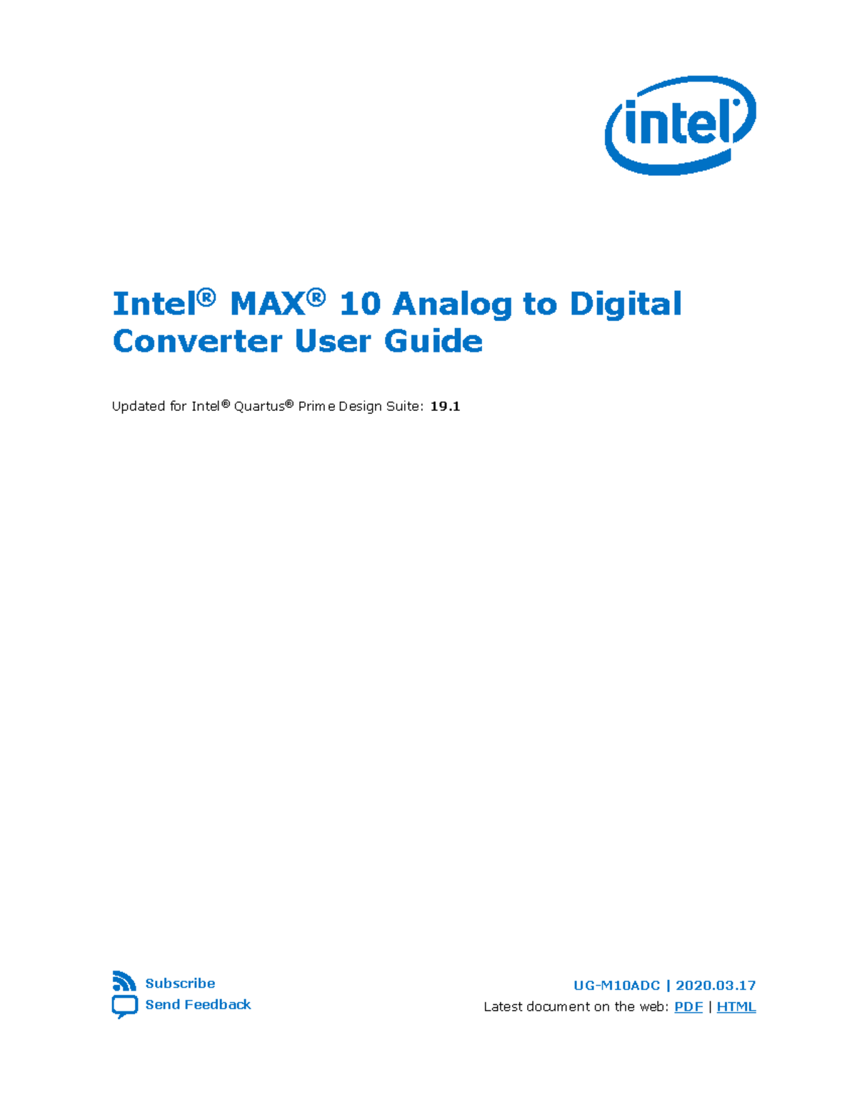 Intel MAX 10 ADC User Guide: Analog to Digital Converter Overview - Studocu