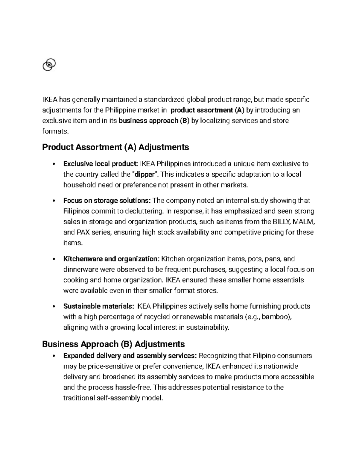 IKEA's Product Assortment & Business Approach Adjustments in PH: A Case ...
