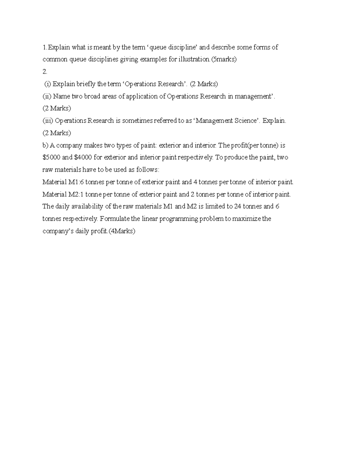 Assignment 5: Queue Disciplines & Linear Programming in Business - Studocu