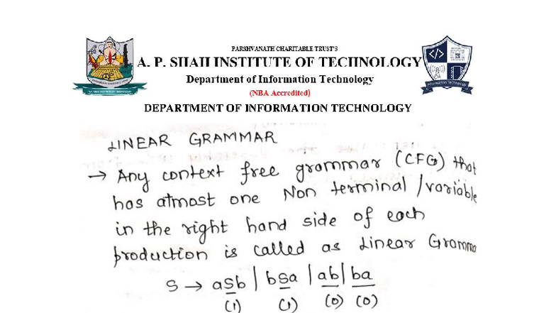 Right Linear and Left Linear grammar - Information technology ...