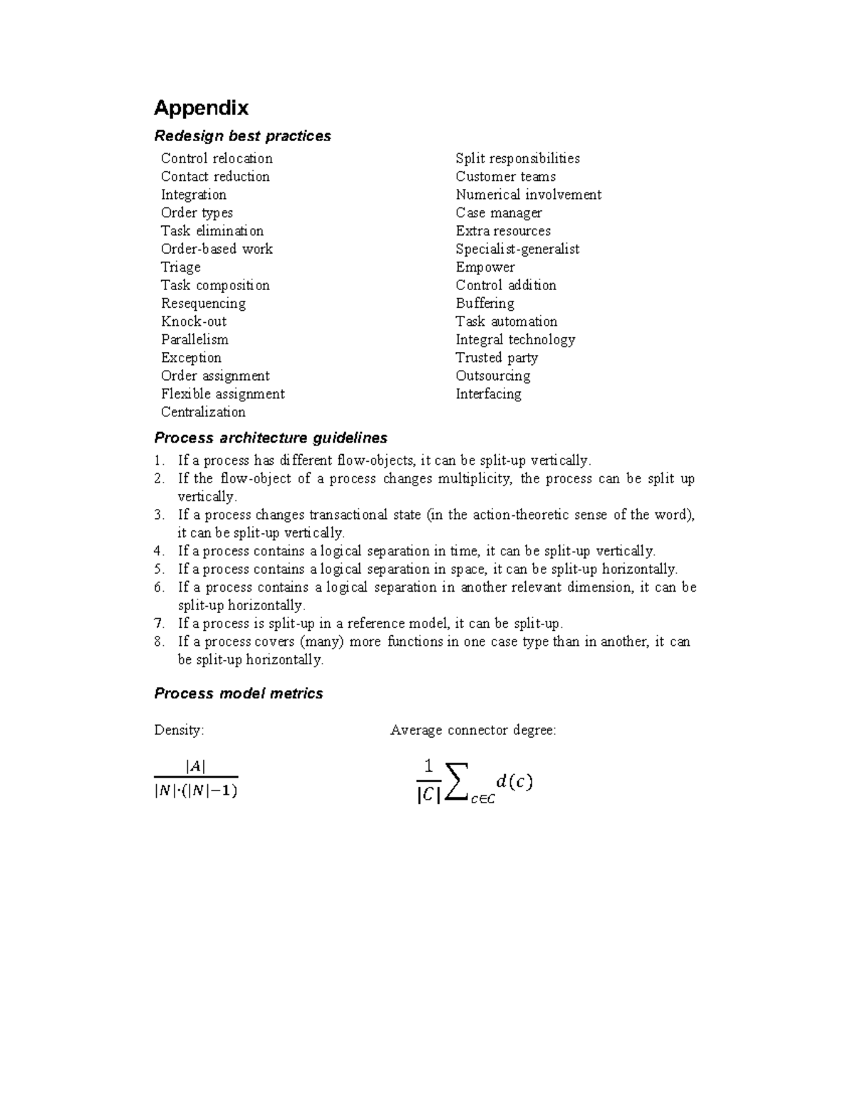 Appendix Exam: Process Architecture & Monitoring Guidelines - Studeersnel
