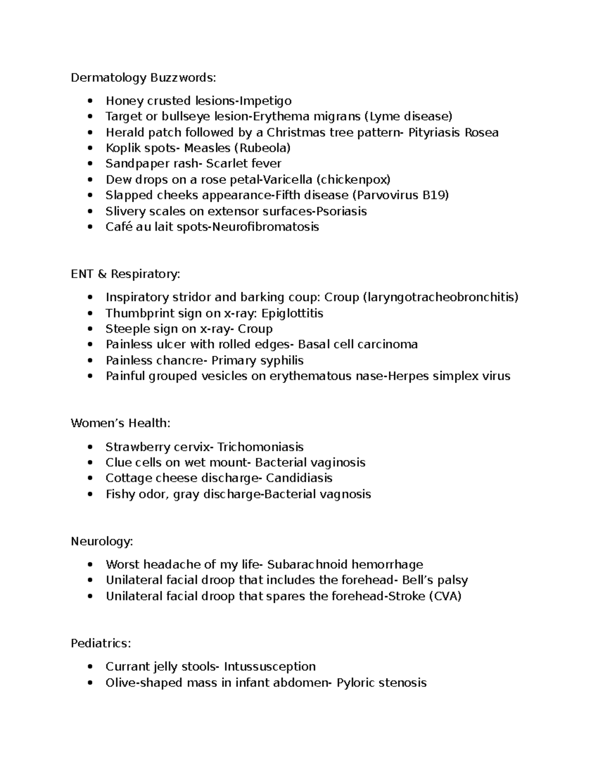 AANP Study Guide: Key Dermatology and Health Buzzwords - Studocu