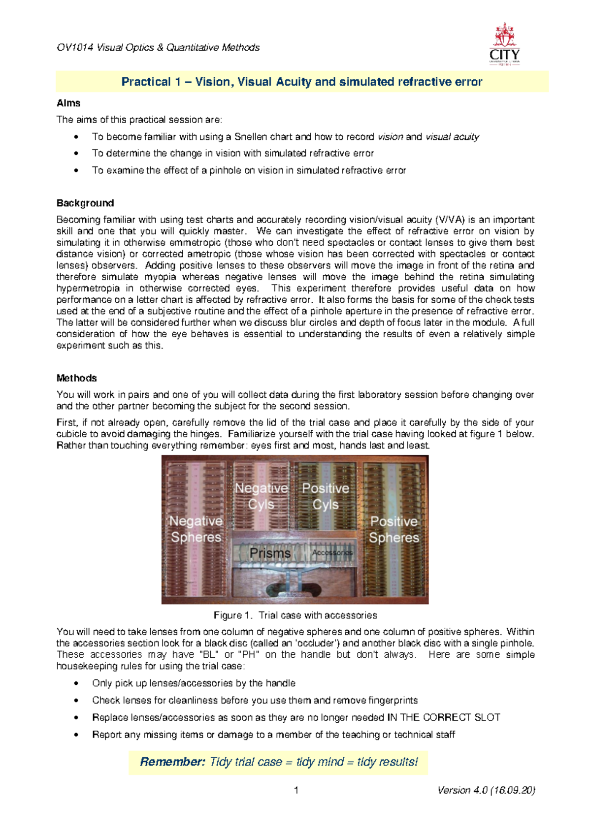OV1014 Practical 1: Simulated Refractive Error & Vision Effects - Studocu