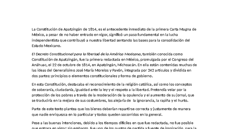La Constitución de Apatzingán de 1814: Antecedente Clave en la Lucha ...