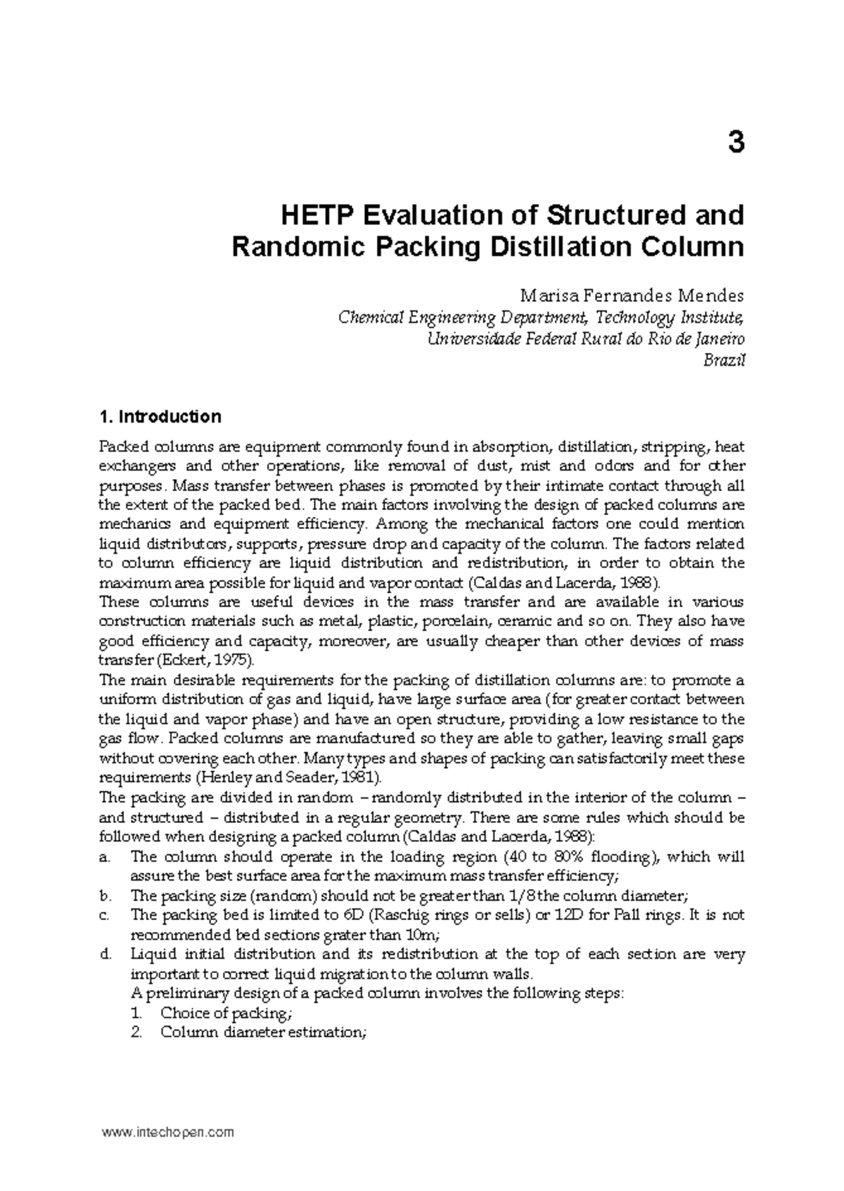 Tech-HETP Evaluation of Structured vs. Random Packing in Distillation ...
