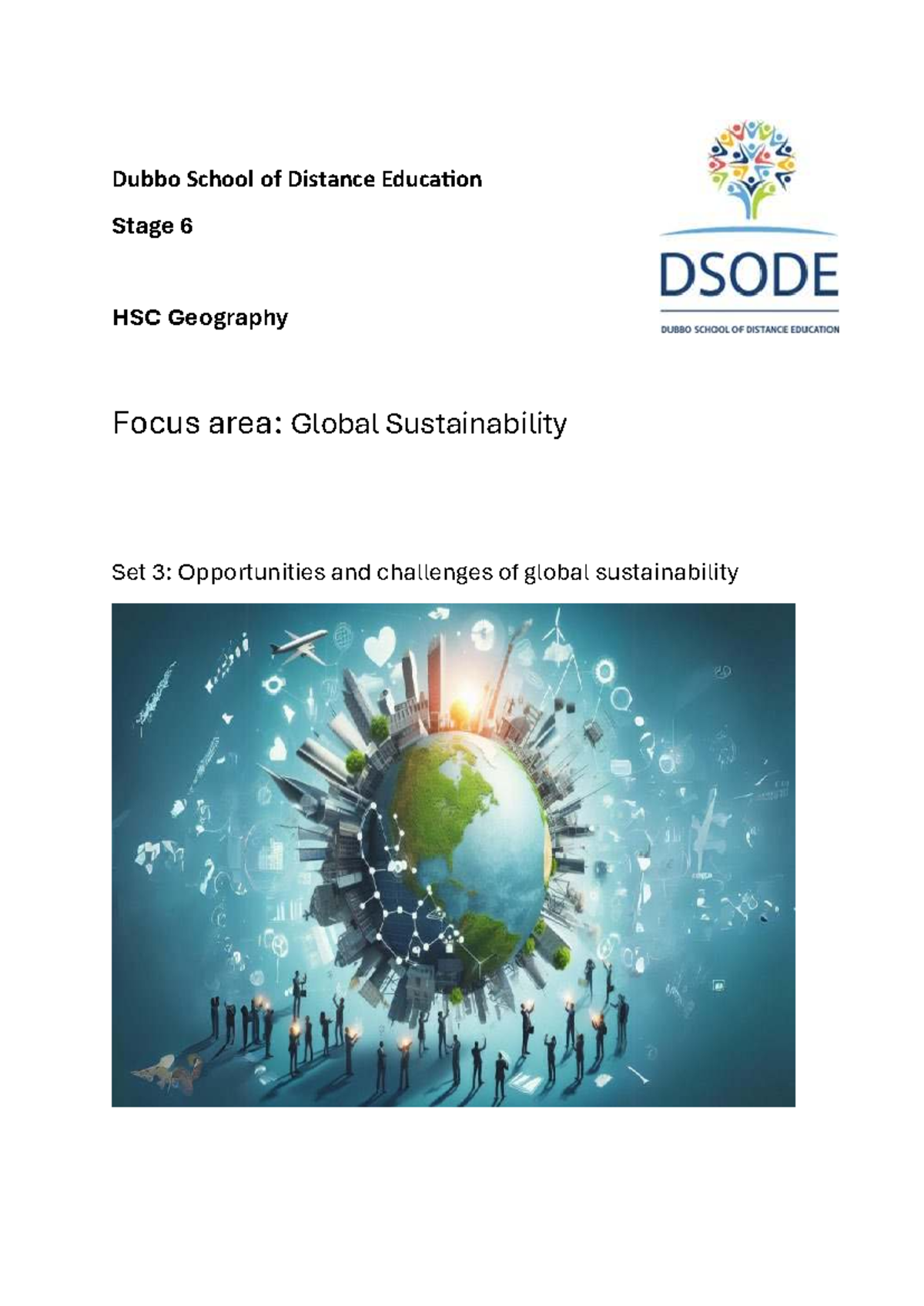 HSC Geography Global Sustainability Set 3: Opportunities & Challenges ...