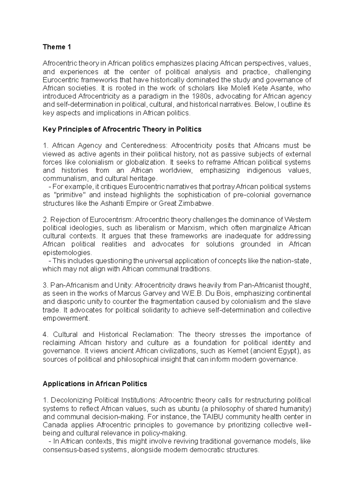 Afrocentric Theory in African Politics: Key Insights and Challenges ...