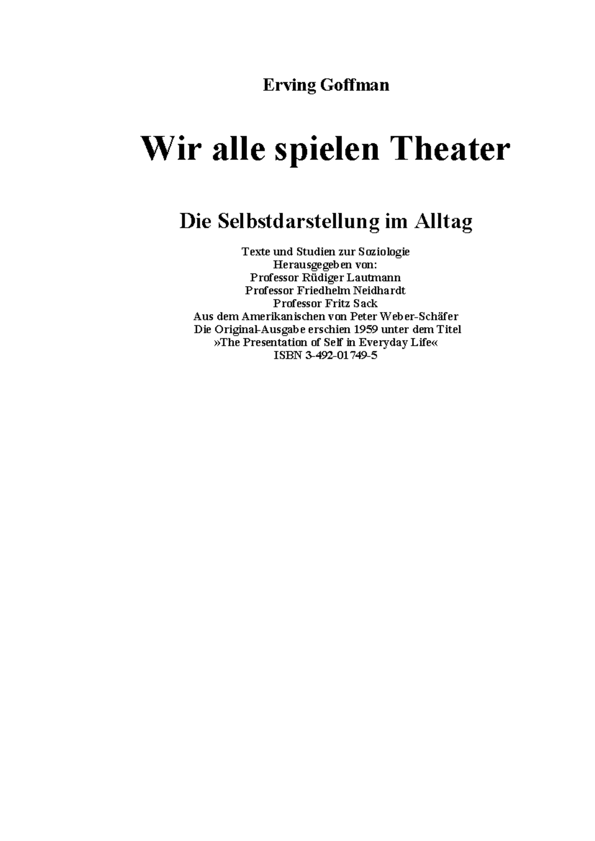 05 Goffman, E. (2003 ) - Wir alle spielen Theater 7-50 - (UYLQJ *RIIPDQ ...