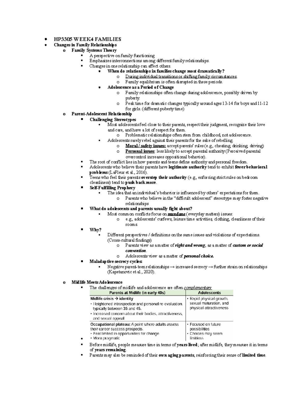 HP3305 WEEK 4 Families - Lecture Notes on Family Relationships - Studocu