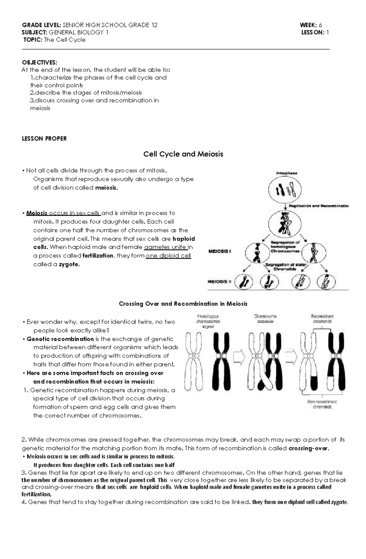 G12 General Biology 1 Lesson 1: Understanding Cell Modifications - Studocu