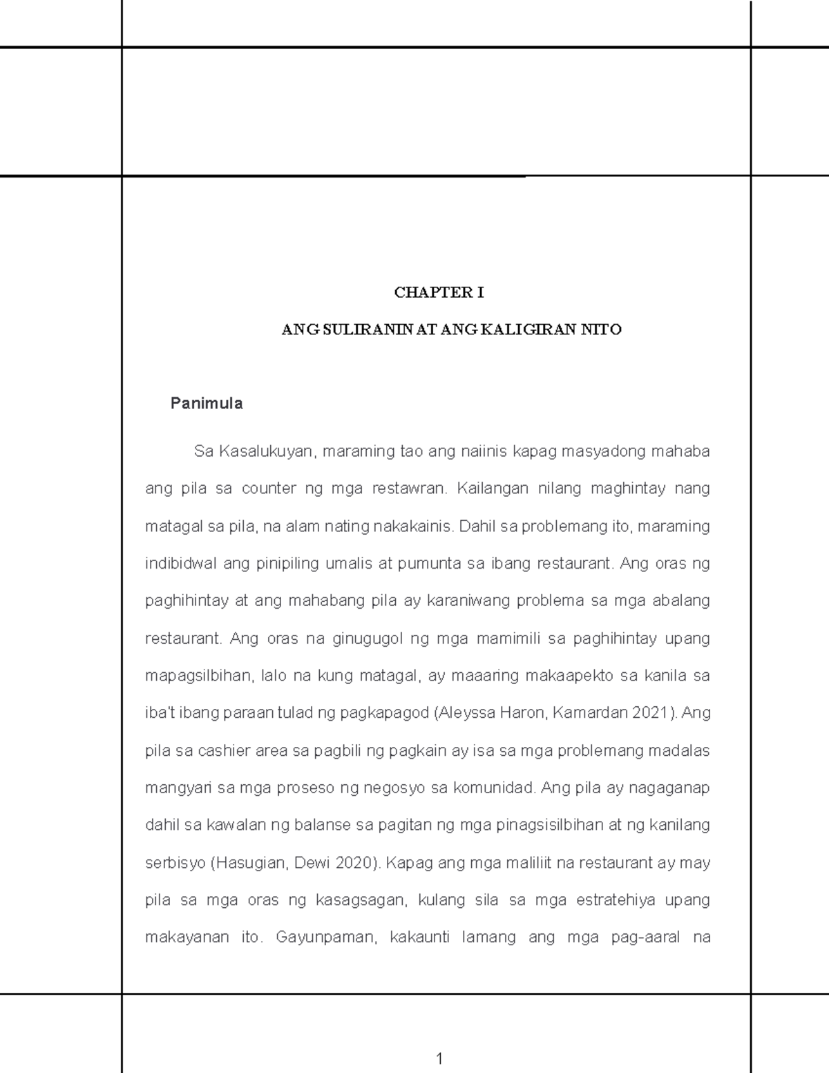 CHAPTER I: ANG SULIRANIN AT KALIGIRAN NG TABLE ORDERING SYSTEM - Studocu