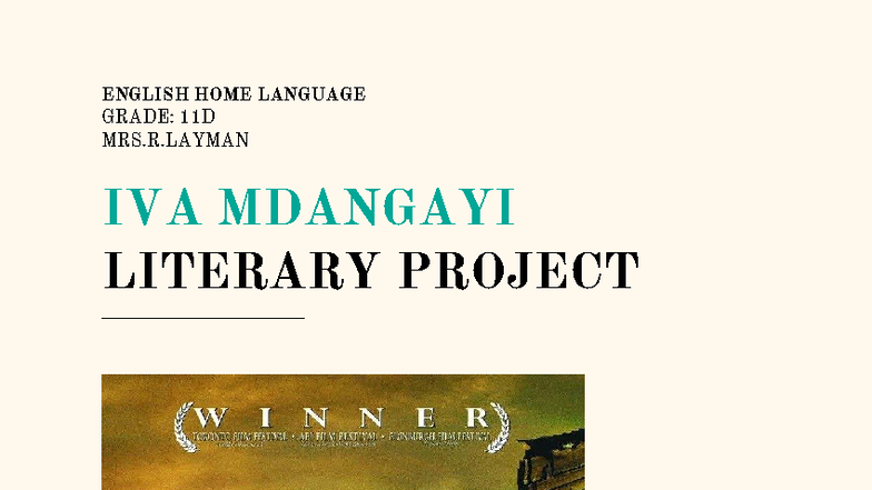 ENGLISH HOME LANGUAGE GRADE 11D: Literary Project 2 - Poetry Analysis ...