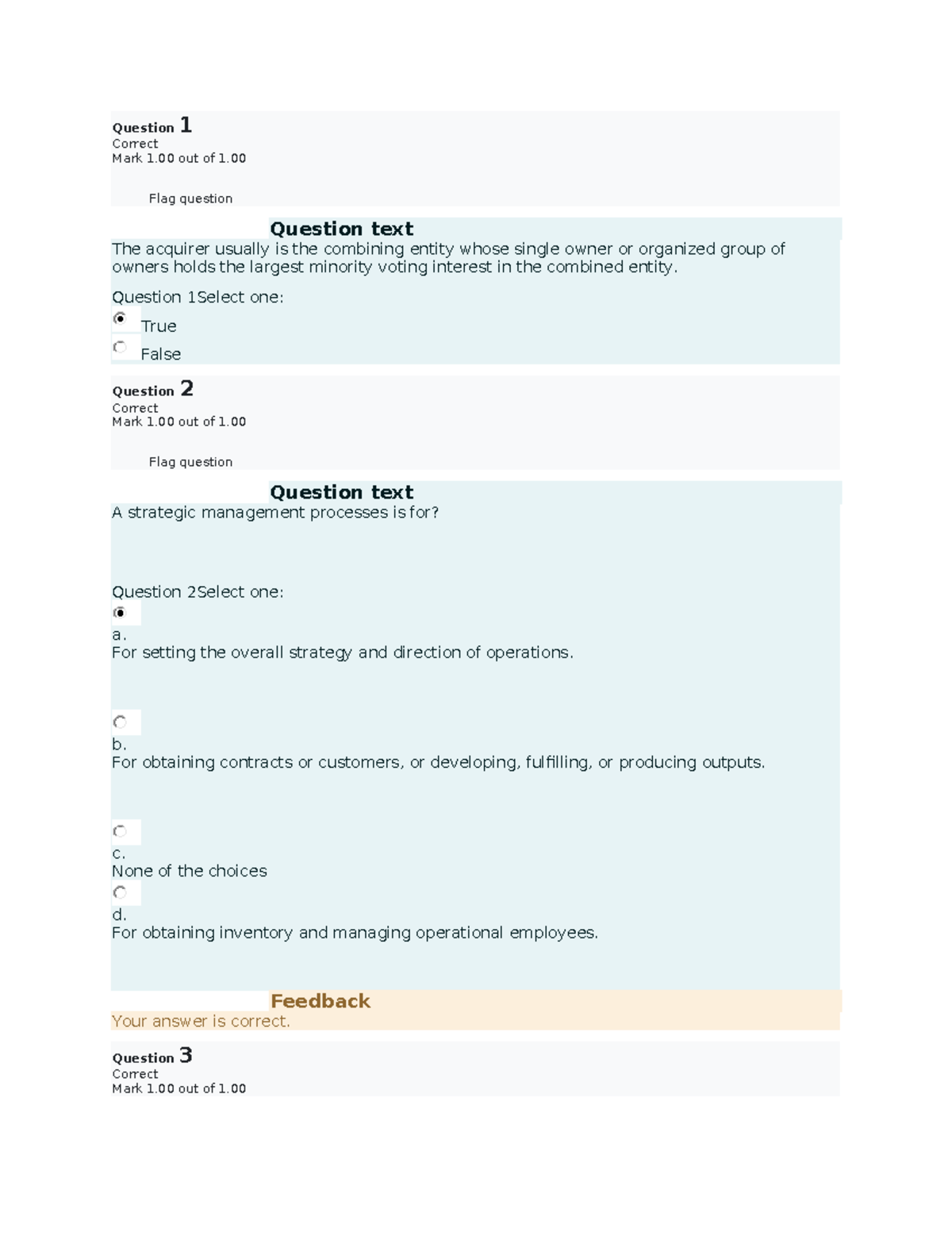 2 - Please use me this may help you - Question 1 Correct Mark 1 out of ...