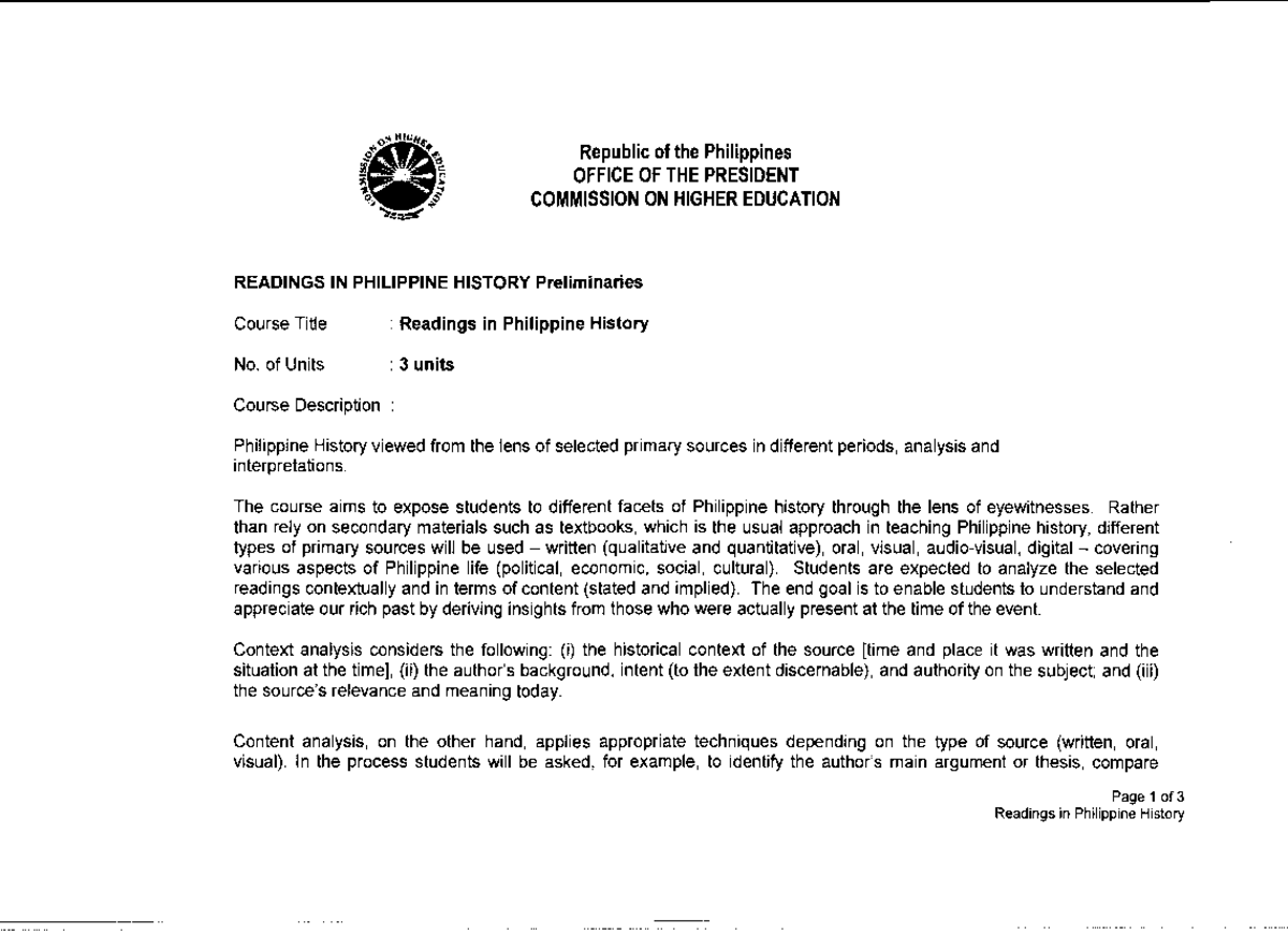 Readings in Philippine History: Essential Must-Read Materials - Studocu