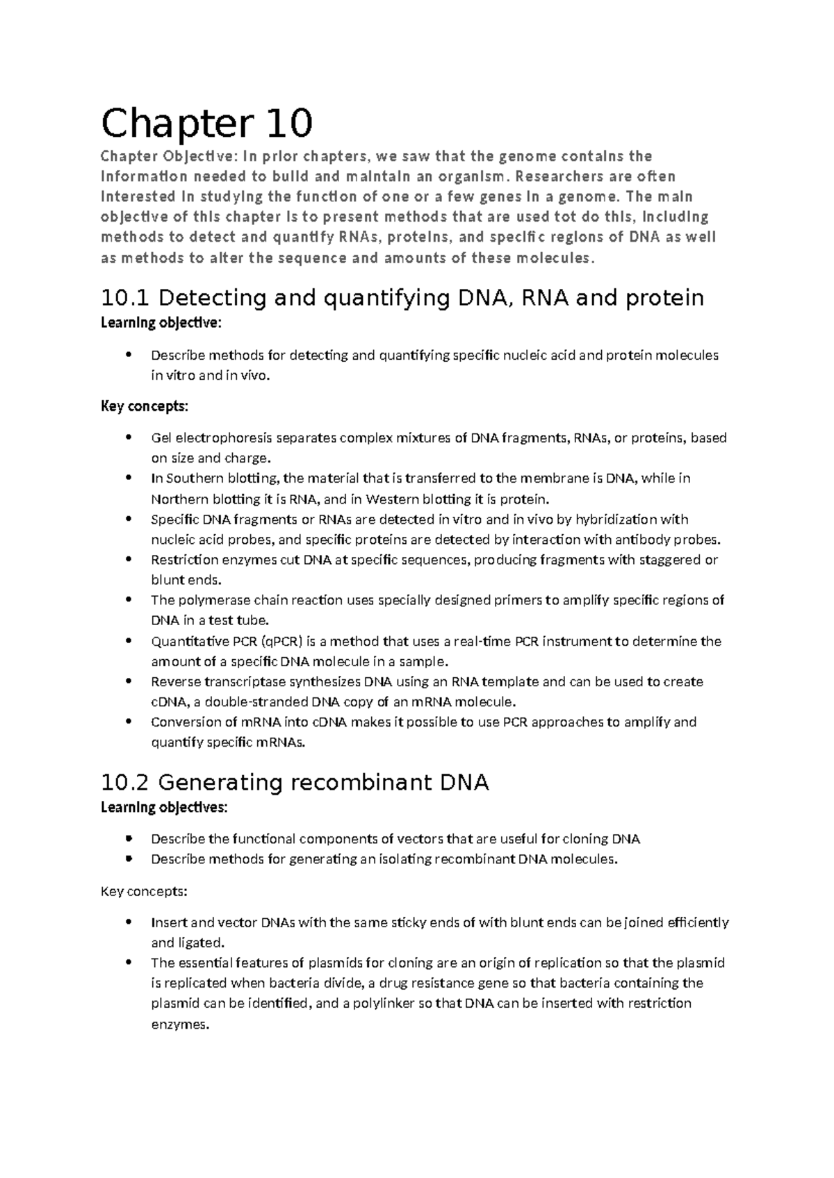 Chapter 10: Key Concepts & Learning Objectives in Molecular Genetics ...