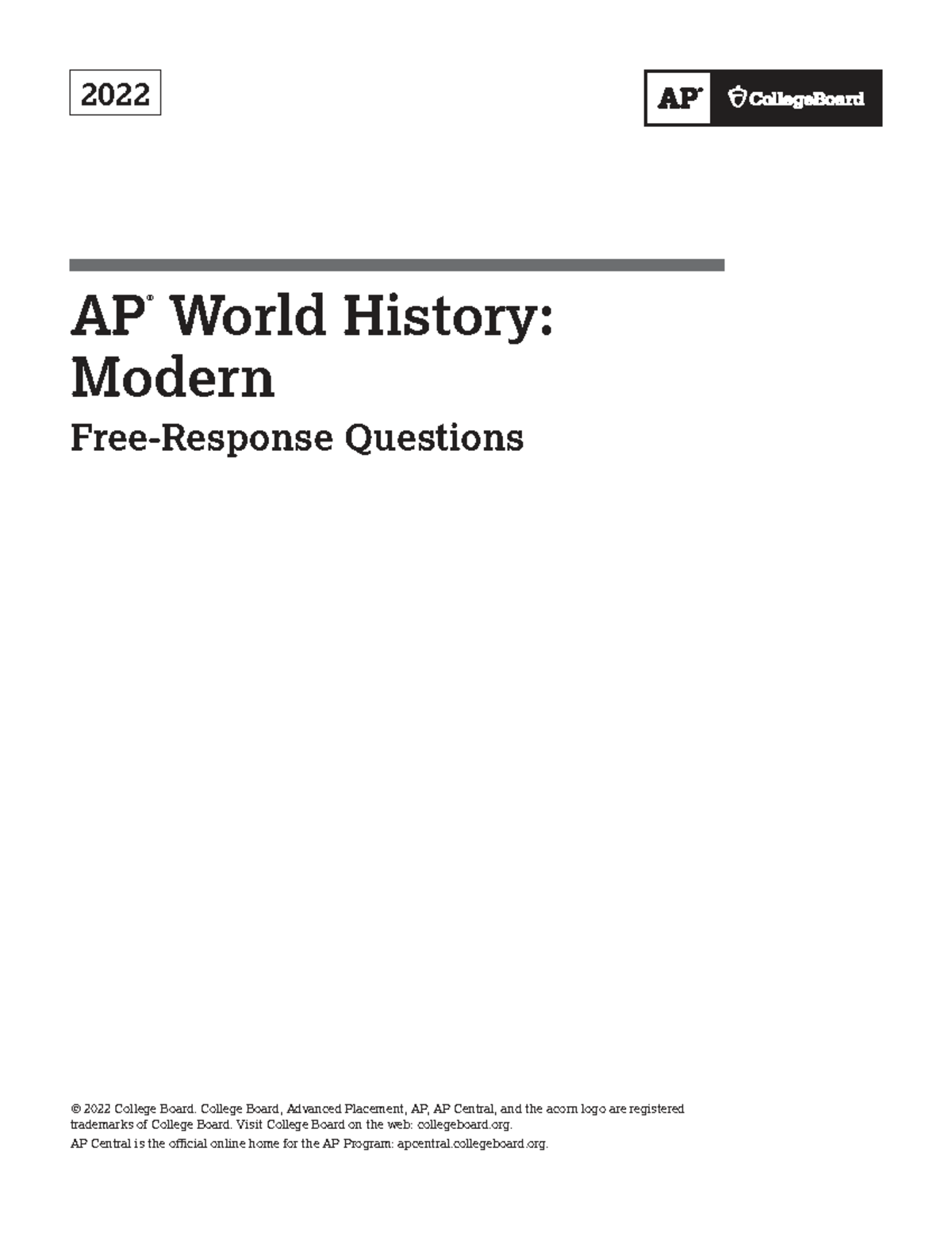 AP22 FRQ: World History Modern Exam Questions and Analysis - Studocu