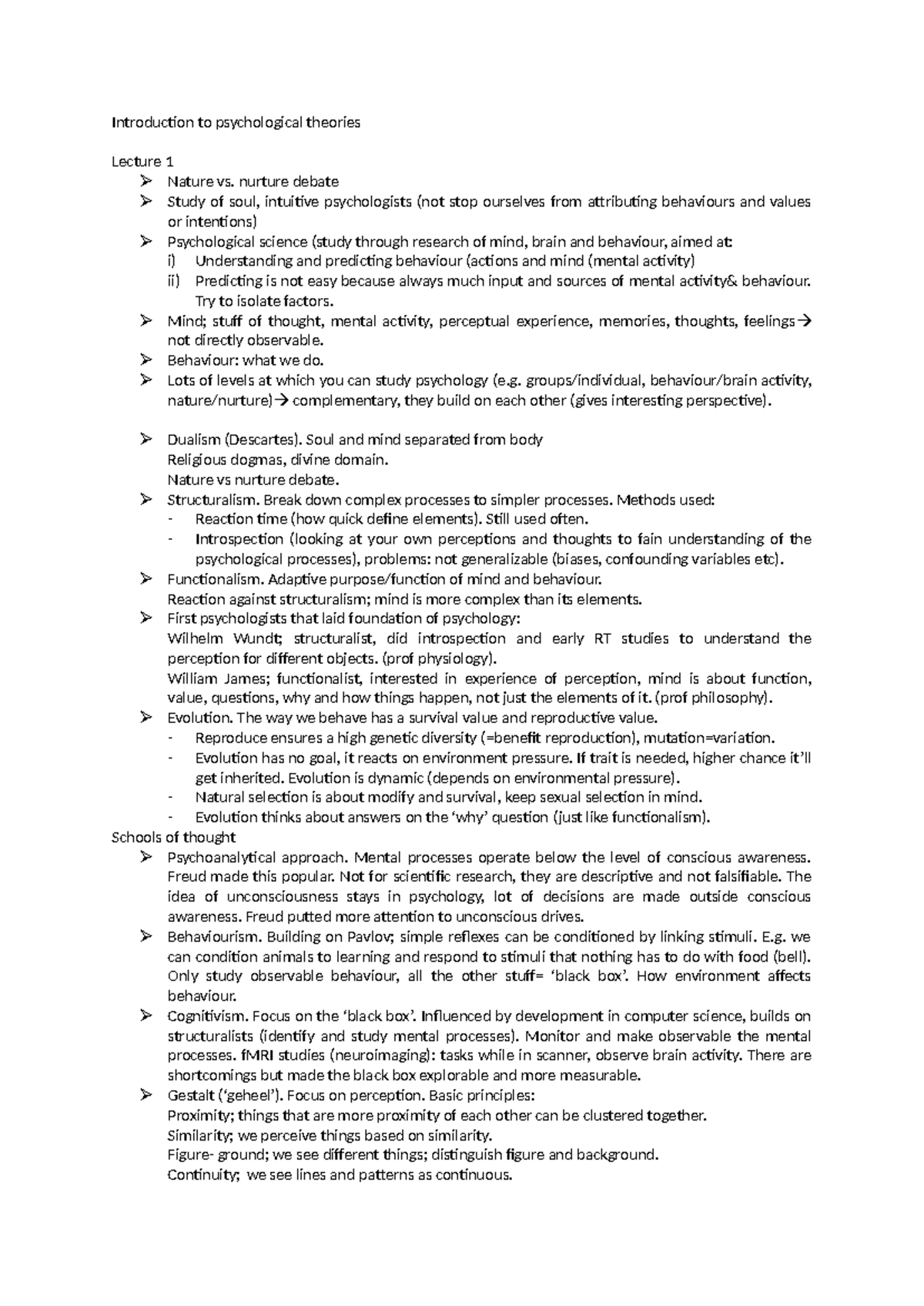 Psychology 101: Nature vs. Nurture & Key Theories Overview - Studeersnel