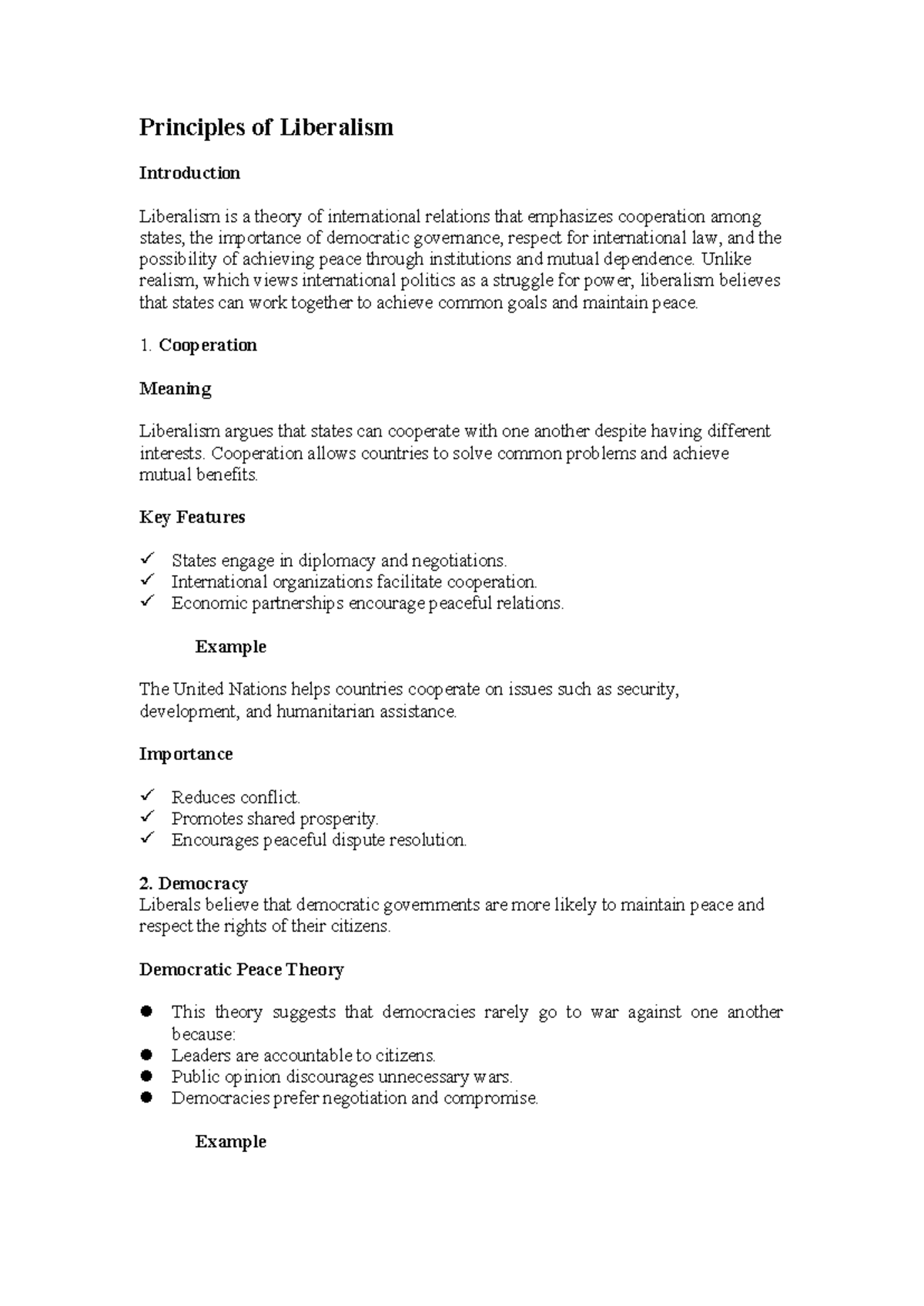 Liberalism in International Relations: Key Principles and Concepts ...