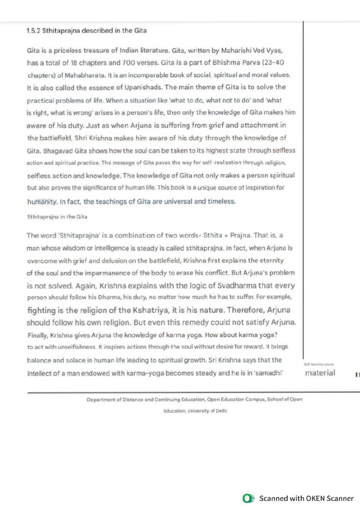 1.5.2 Understanding Sthitaprajna in the Bhagavad Gita: A Summary - Studocu