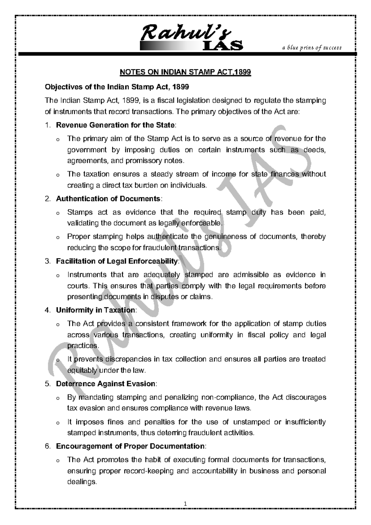 Indian Stamp Act, 1899: Comprehensive Notes on Objectives & Features ...
