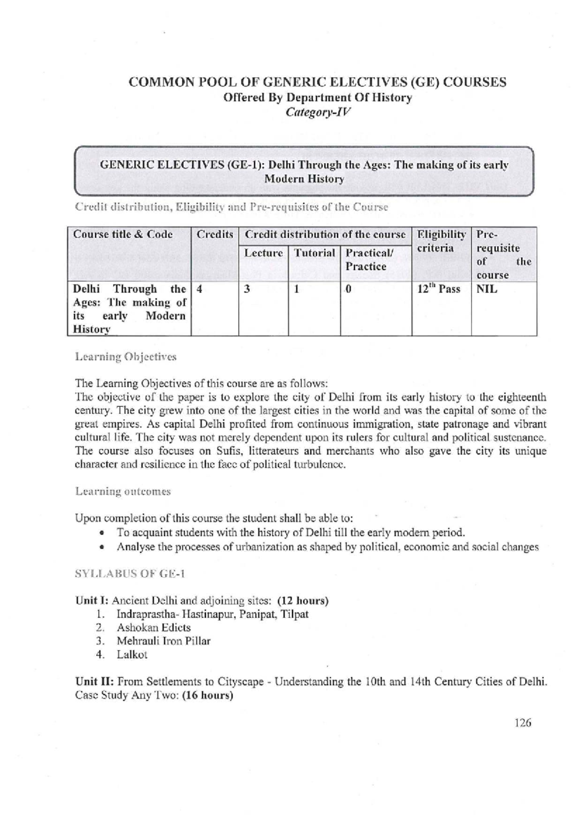 GE-1 Syllabus: Delhi Through the Ages - Early Modern History Overview ...