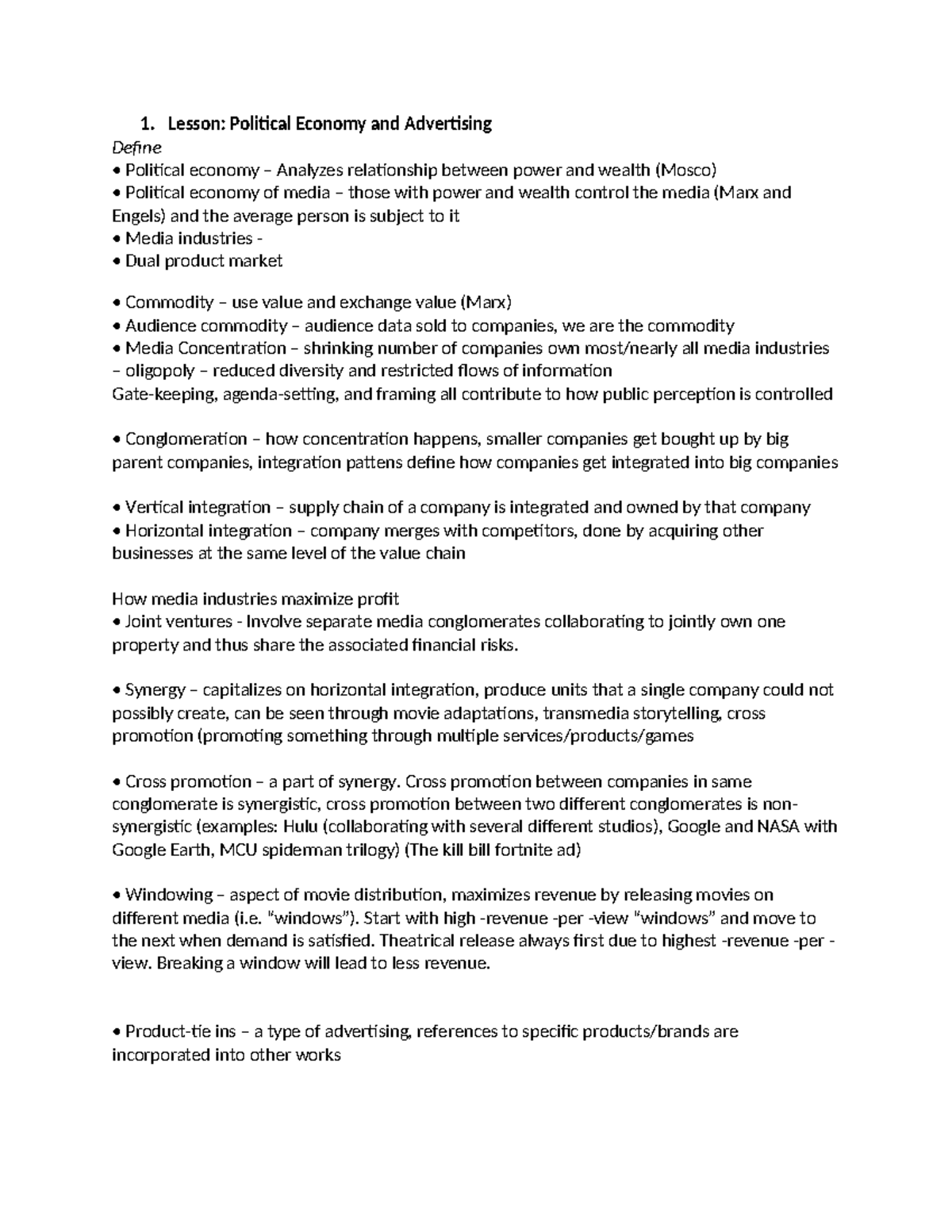 Mediacom 1050: Lesson on Political Economy, Media Regulation, and ...