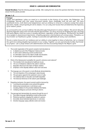 module quater 4 - 10 English Quarter 4 – Module 7: Using Locational ...