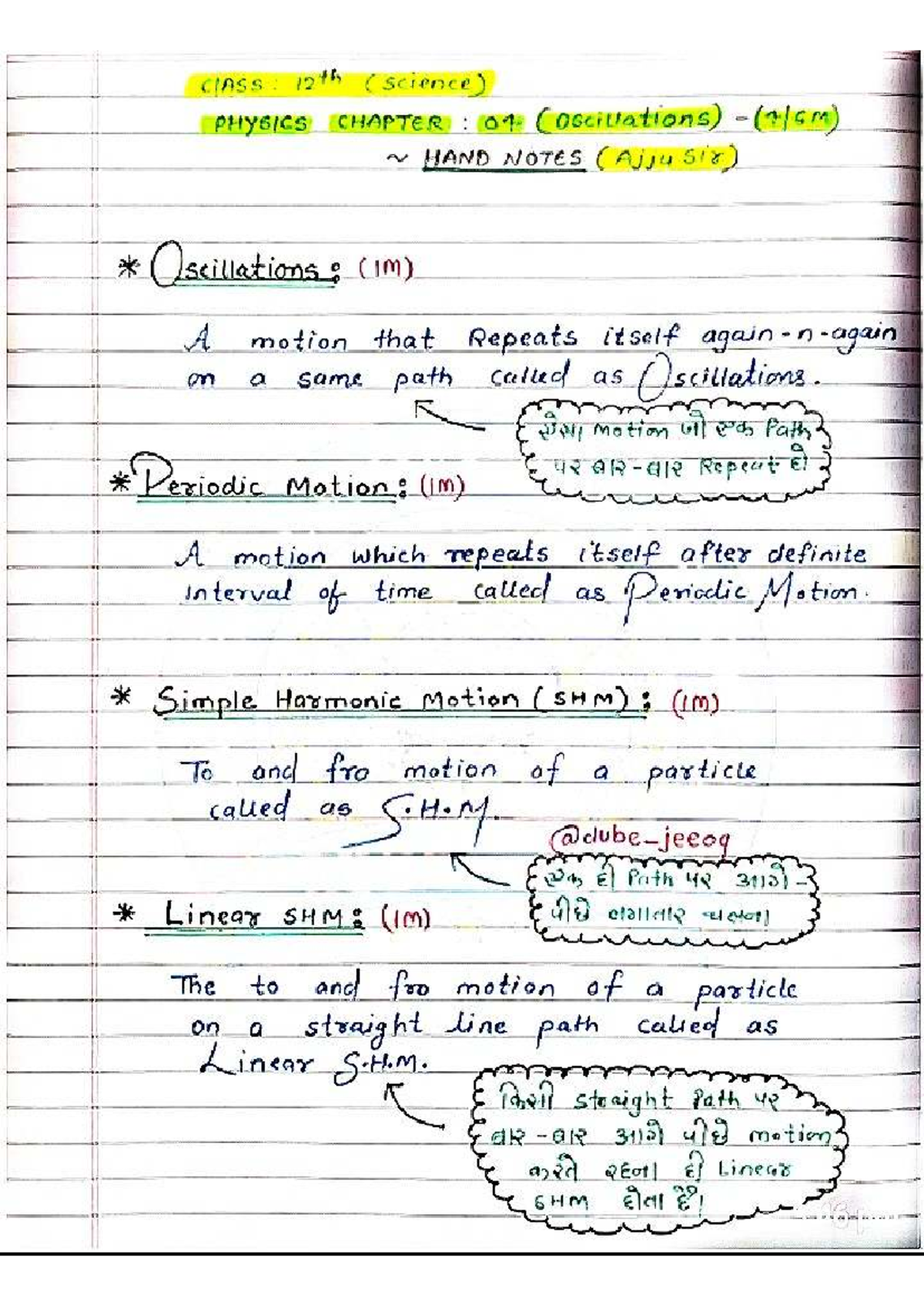 Oscillations and Periodic Motion: A Study Guide for SN 303 - Studocu