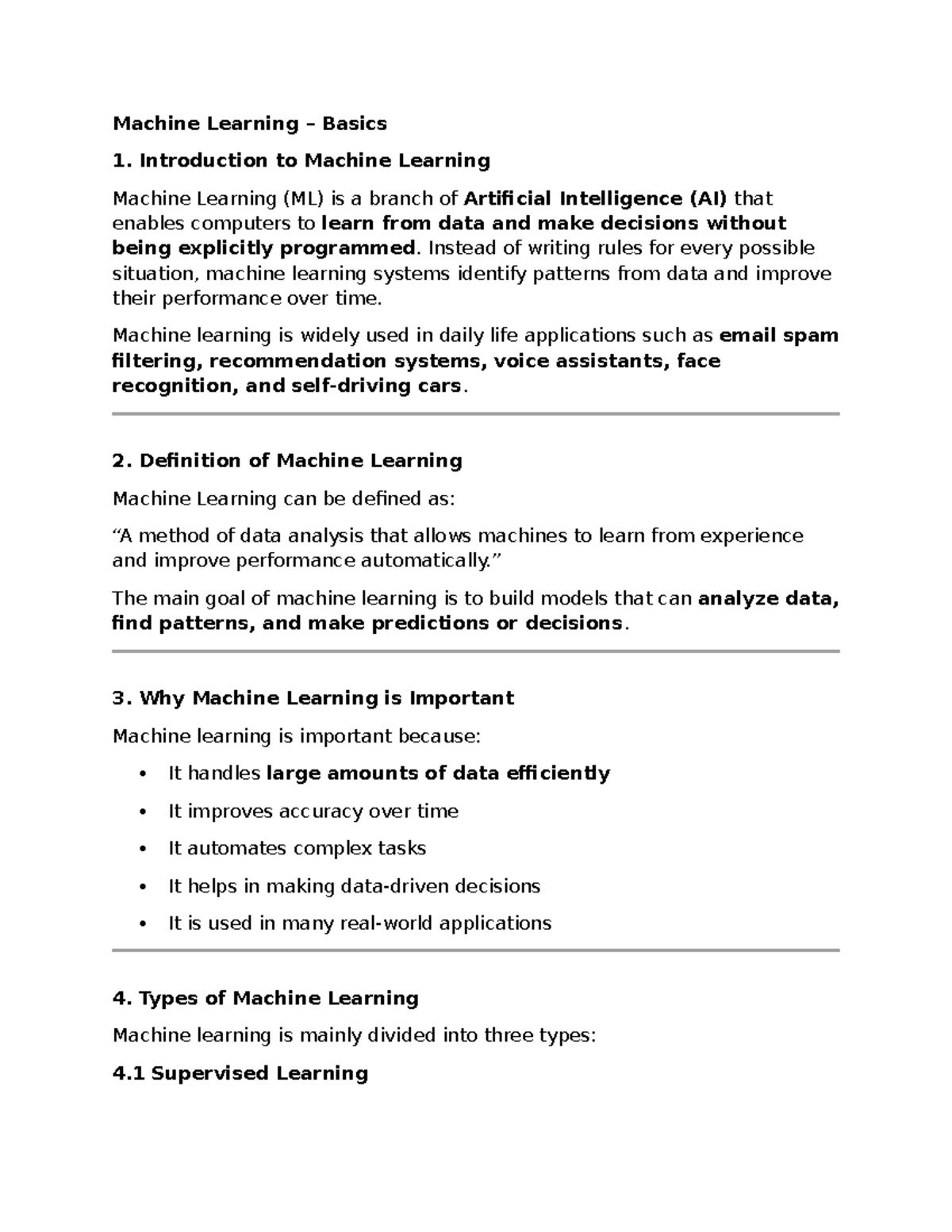 Machine Learning Basics: An Introductory Guide to ML Concepts - Studocu
