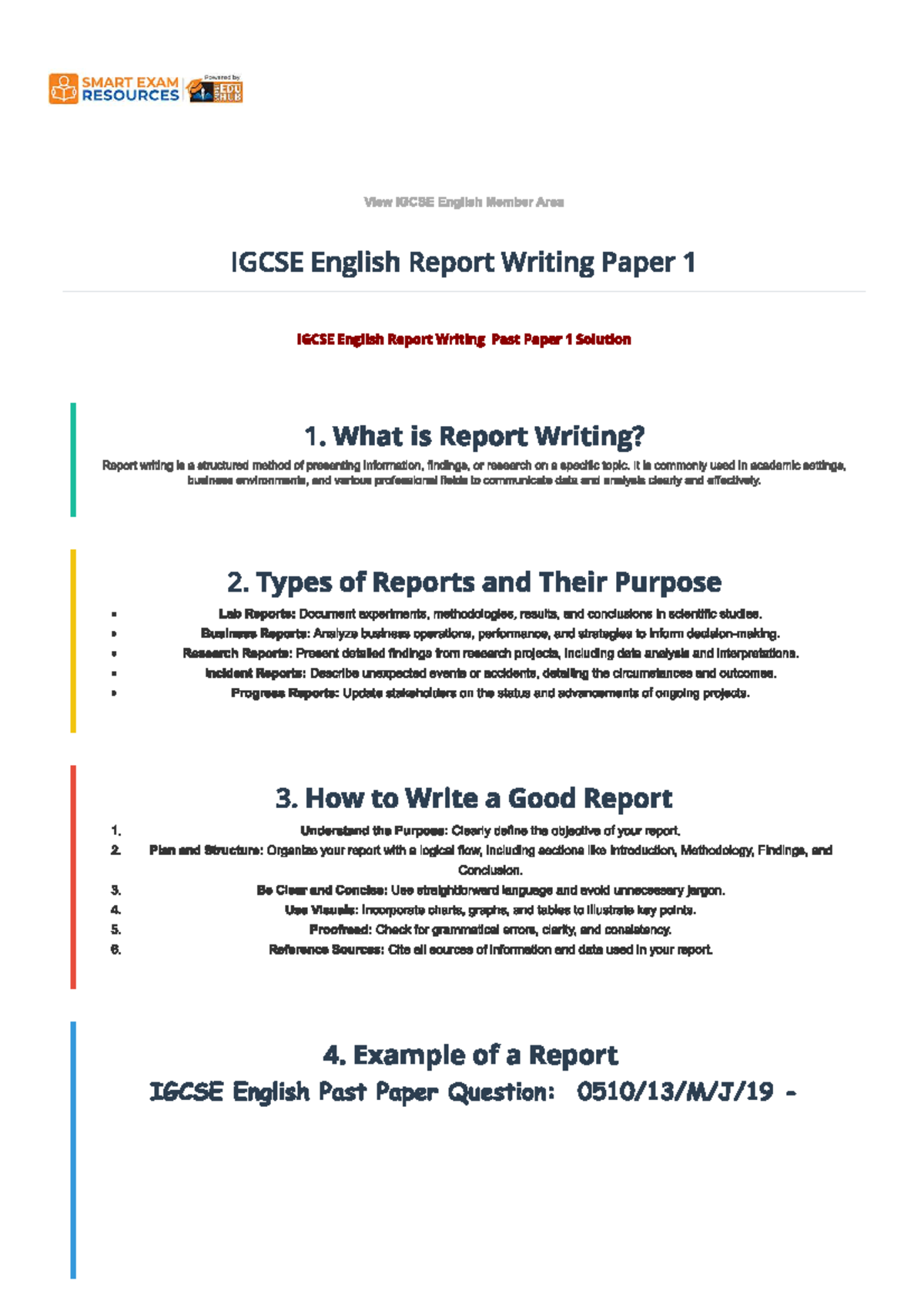 IGCSE English Report Writing Paper 1: A Comprehensive Guide - Studocu