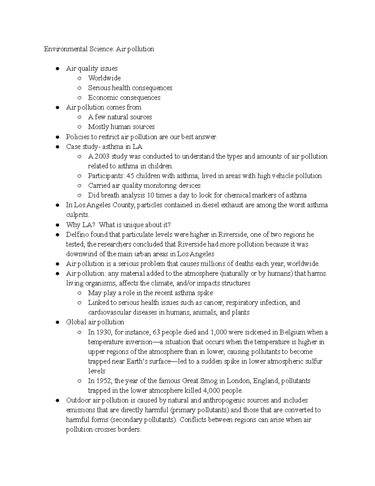 ES 101: Air Pollution Overview and Case Study on Asthma in LA - Studocu