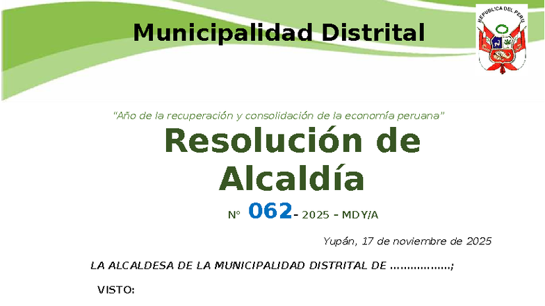 Resolución de Alcaldía 2025: Recuperación Económica en Yupán - Studocu