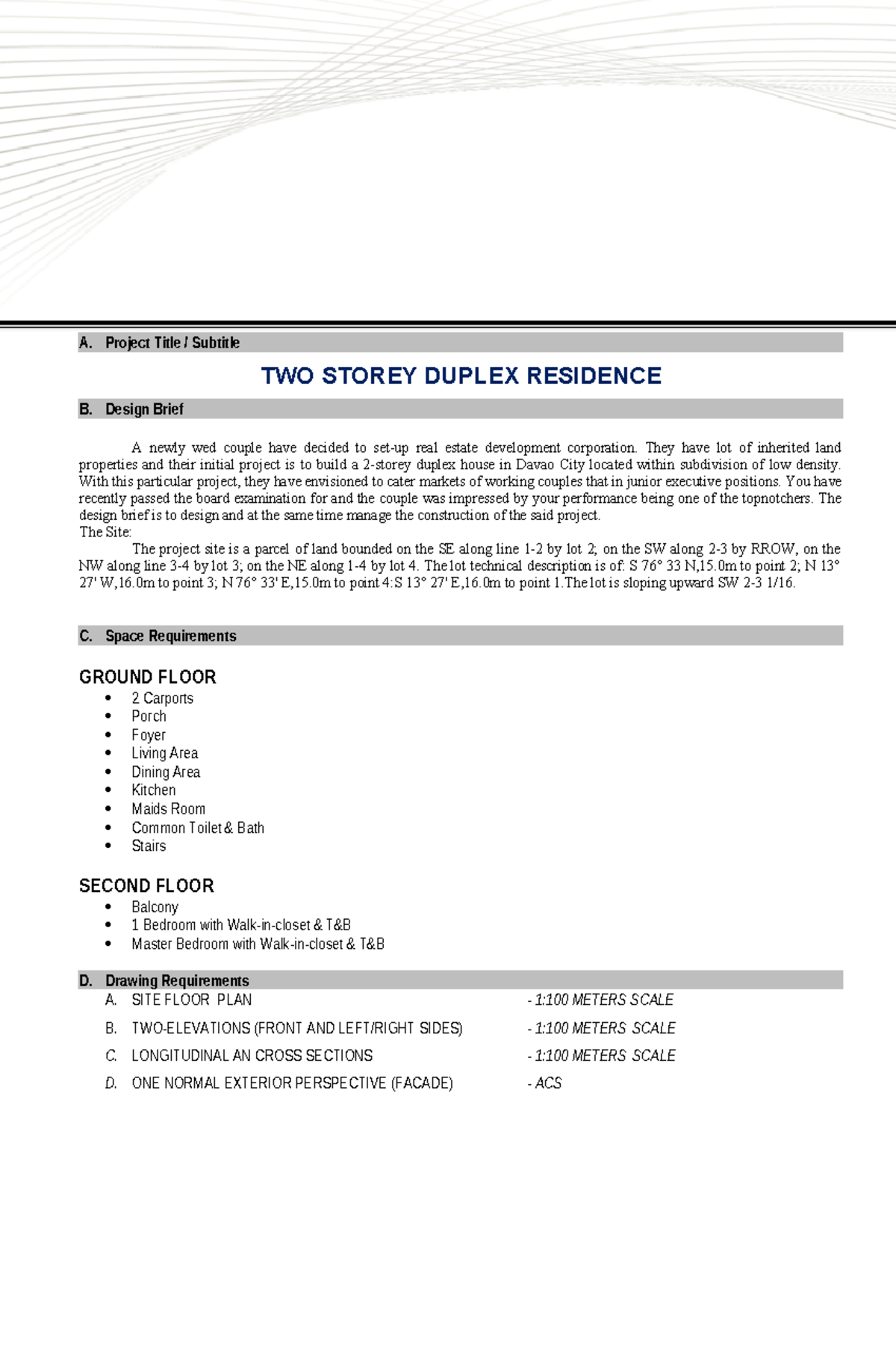 Architecture Esquisse: Design Brief for 2-Storey Duplex (ARCH 101 ...