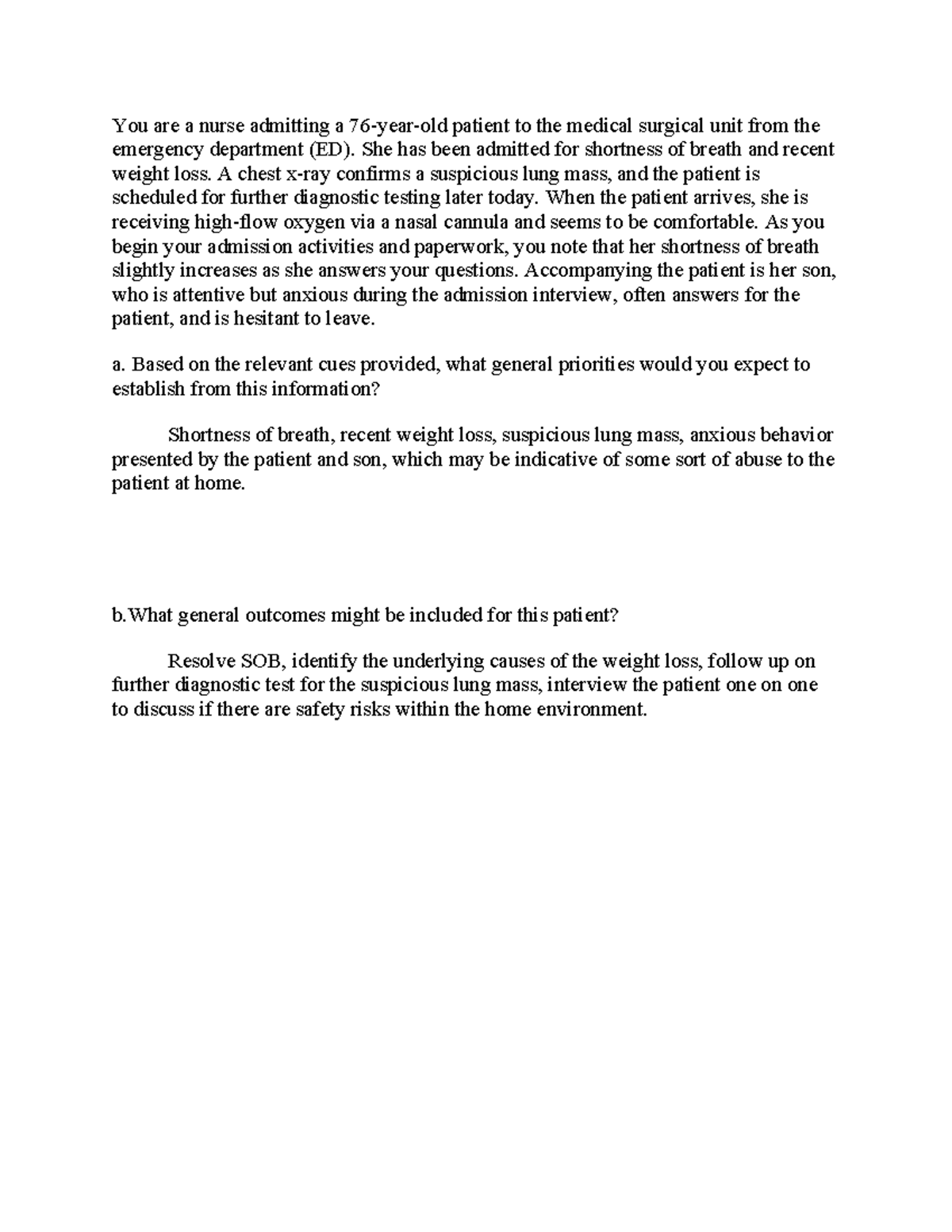 CDM Case Study 1: Week 5 - Patient Admission & Care Considerations - Studocu