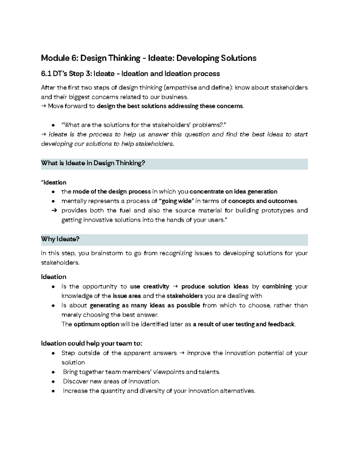 (IBPB) ASM 2 Module 6 - Module 6: Design Thinking - Ideate: Developing ...