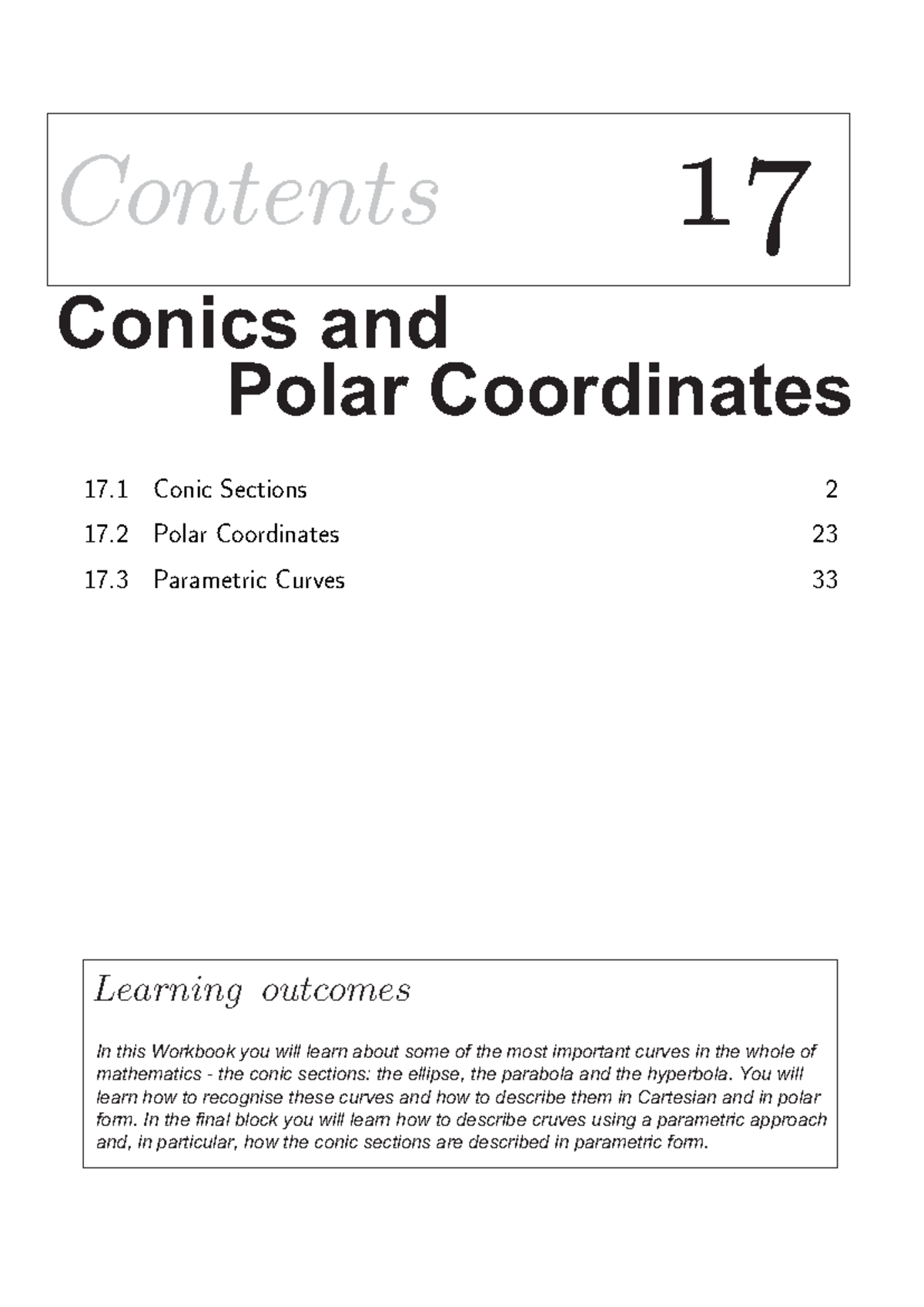 HELM Workbook 17 Conics and Polar Coordinates - ContentsContents 1717 ...