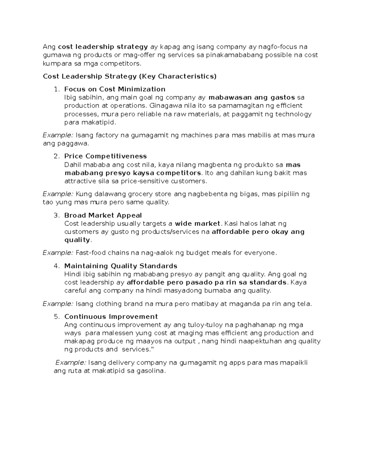 Cost Leadership Strategy: Key Characteristics and Importance (BUS101 ...