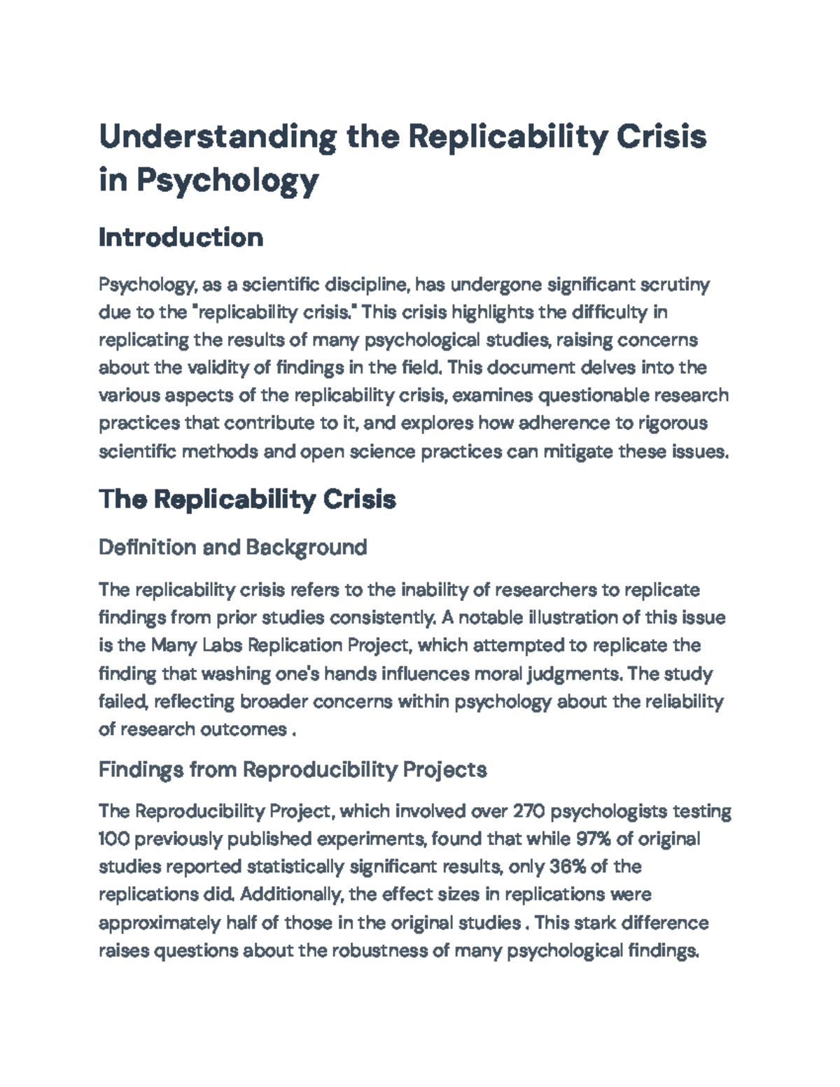 Understanding the Replicability Crisis in Psychology: Causes and ...