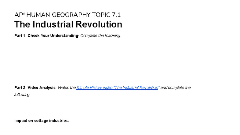 APHG Topic 7.1-7.2: The Industrial Revolution & Economic Sectors ...