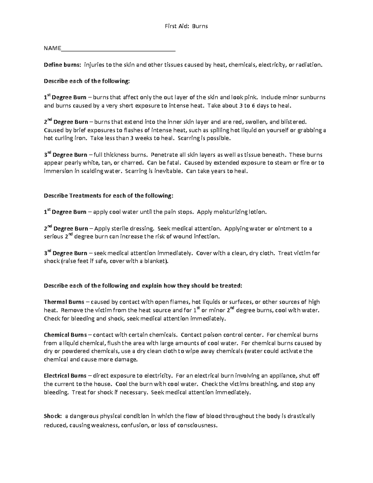 First Aid: Understanding and Treating Burns - Studocu