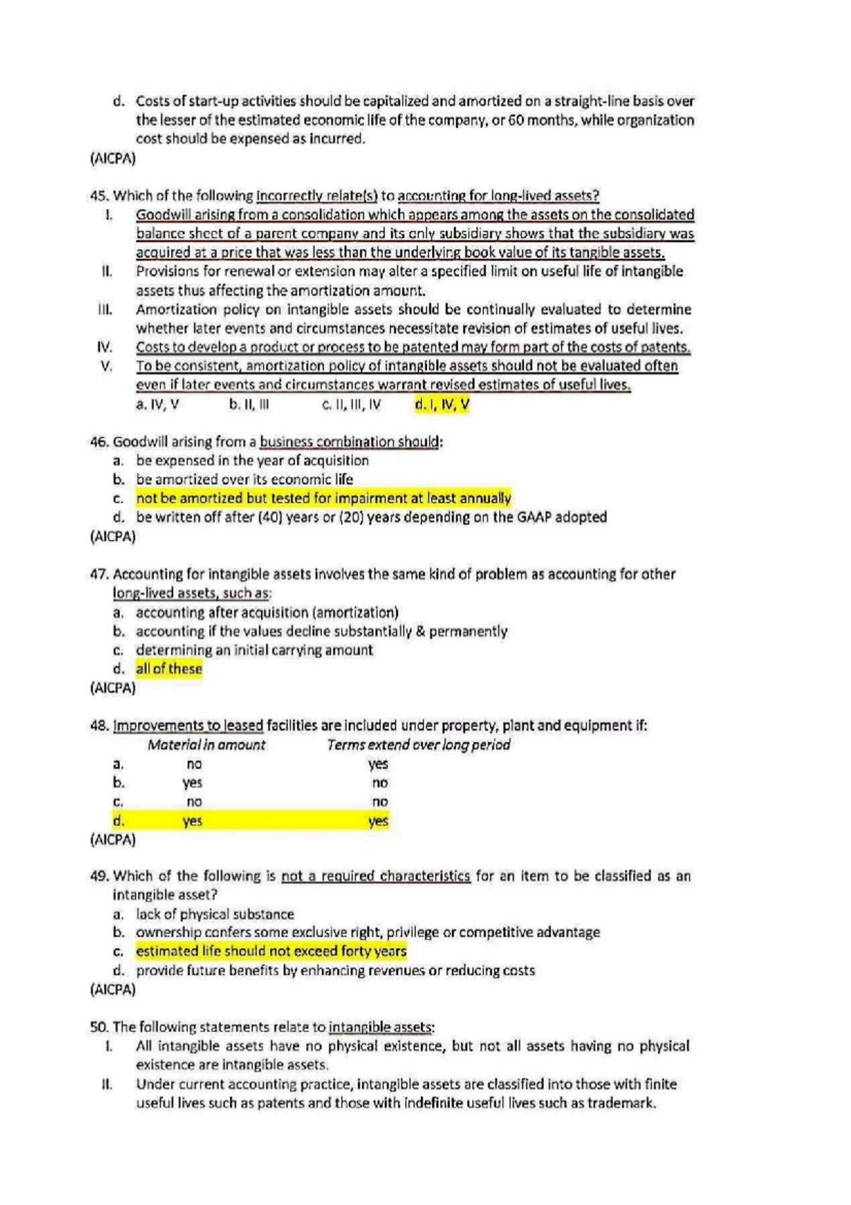 Quiz 2666: Accounting for Intangible Assets and Goodwill - Studocu