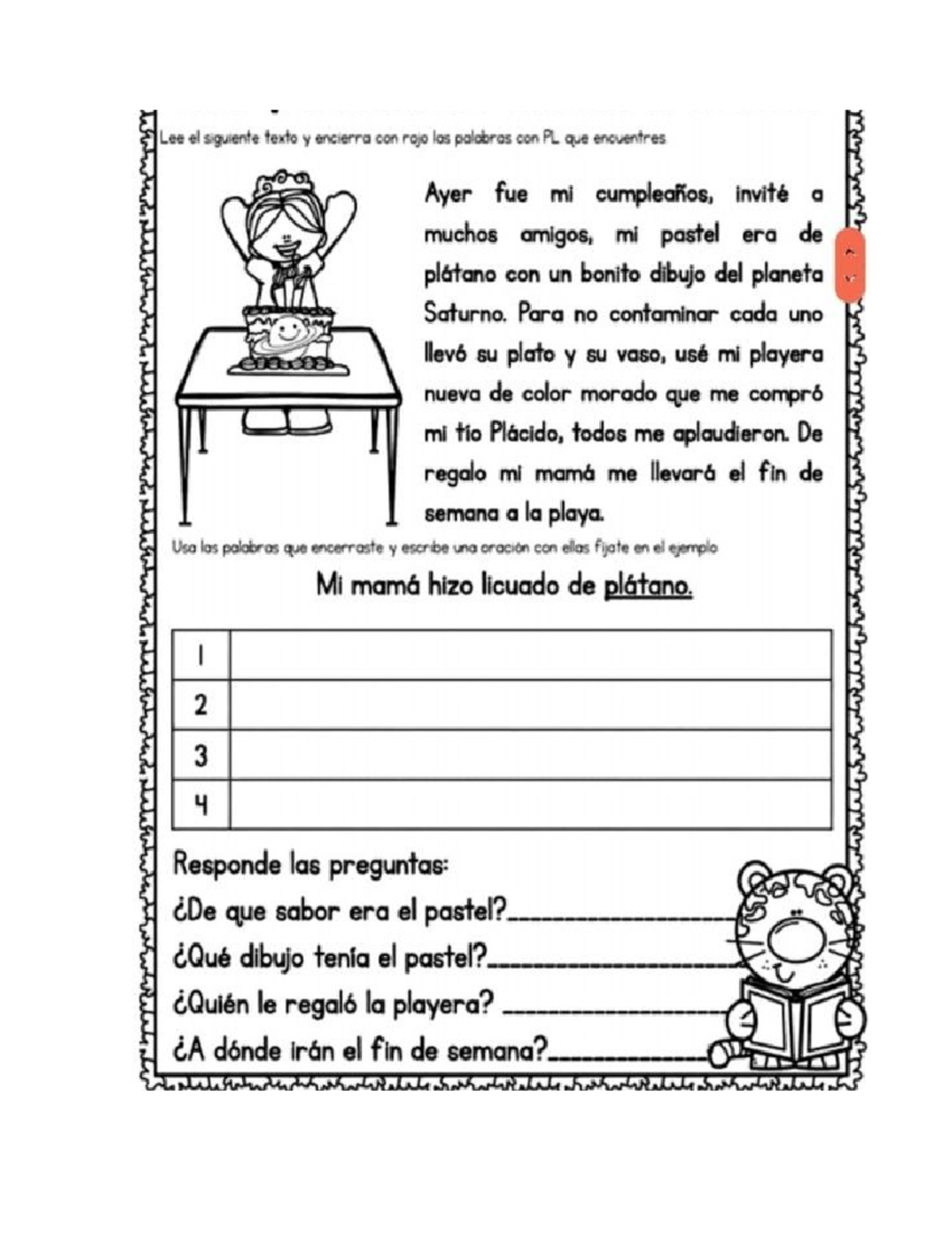 Doc1 - Lectura Compartida: Palabras con PL y Ejercicios - Studocu