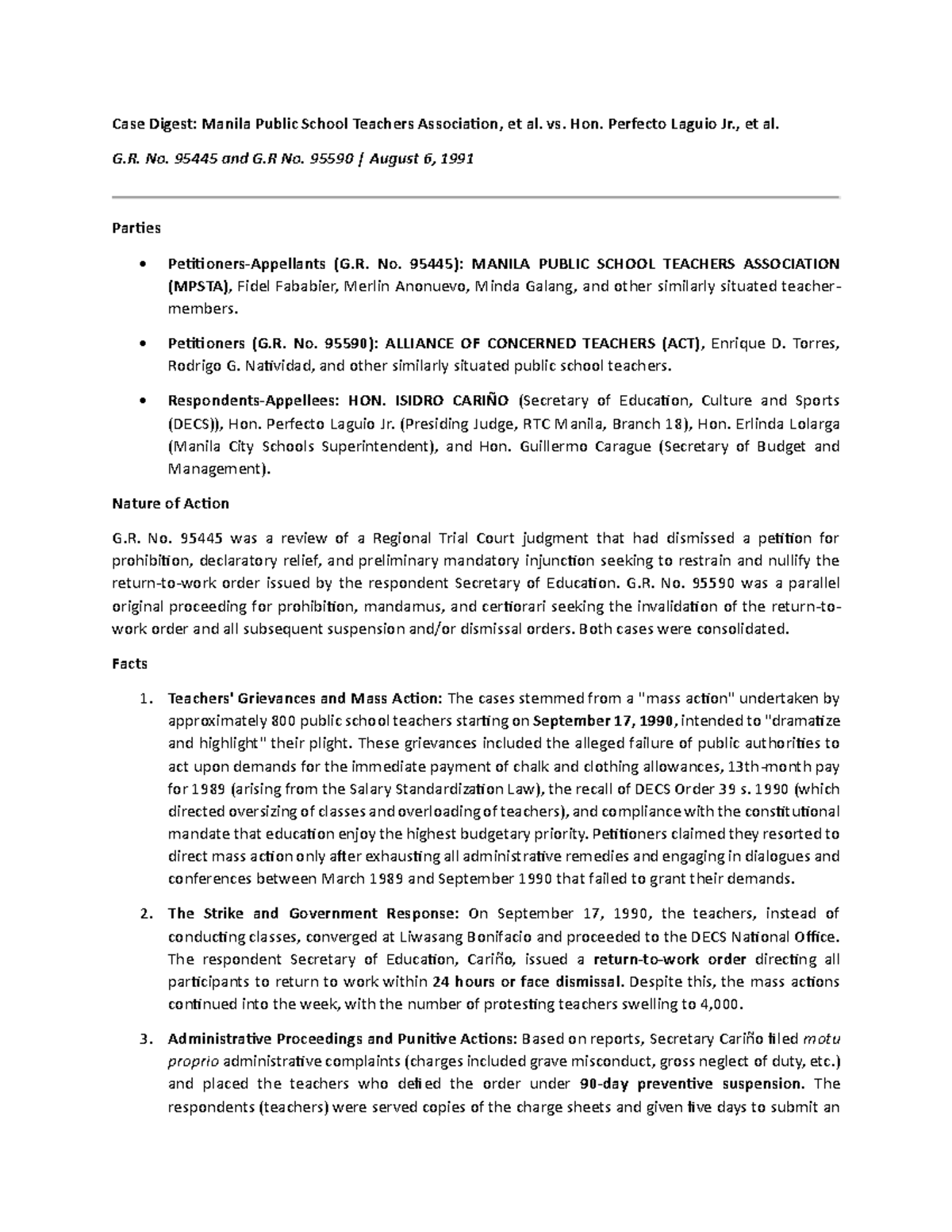 Labor 5: Coverage of the Labor Code - Case Digests and Analysis - Studocu