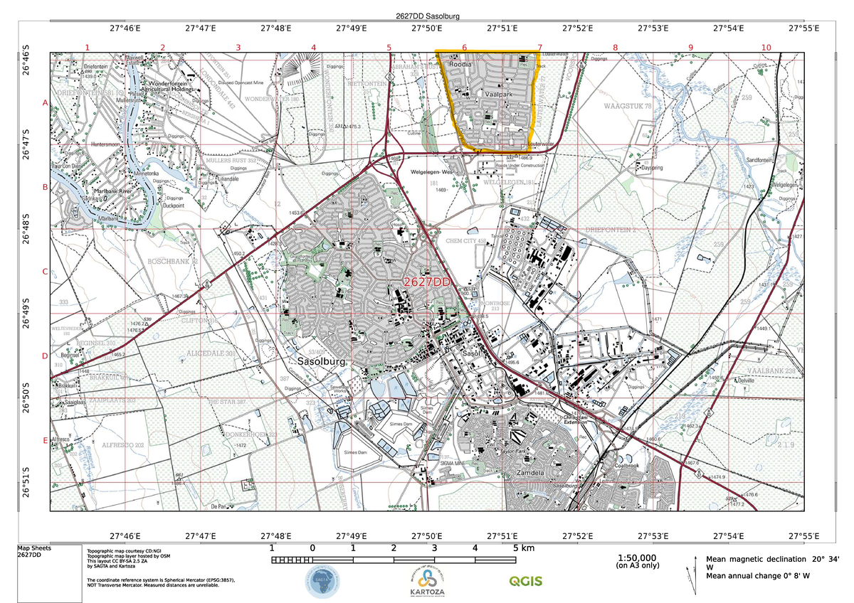Topographic Map 2627DD - Sasolburg Area Overview - Studocu